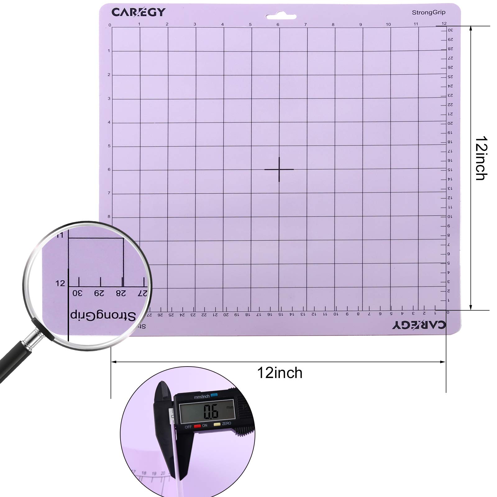 CAREGY StrongGrip Cutting Mat 12"x12" for Cricut Maker/Explore Air 2/Silhouette Cameo Strong Adhesive Sticky (Purple,3Pack)
