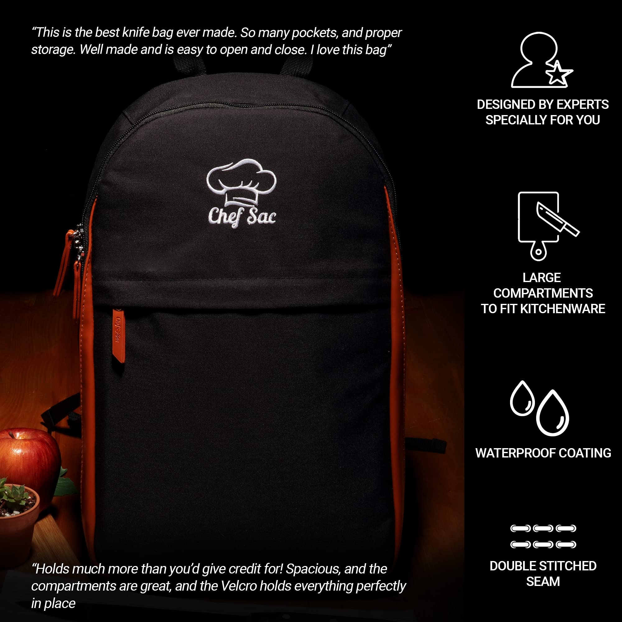 Chef Sac Chef Knife Backpack with 10-Pack Knife Guards Included