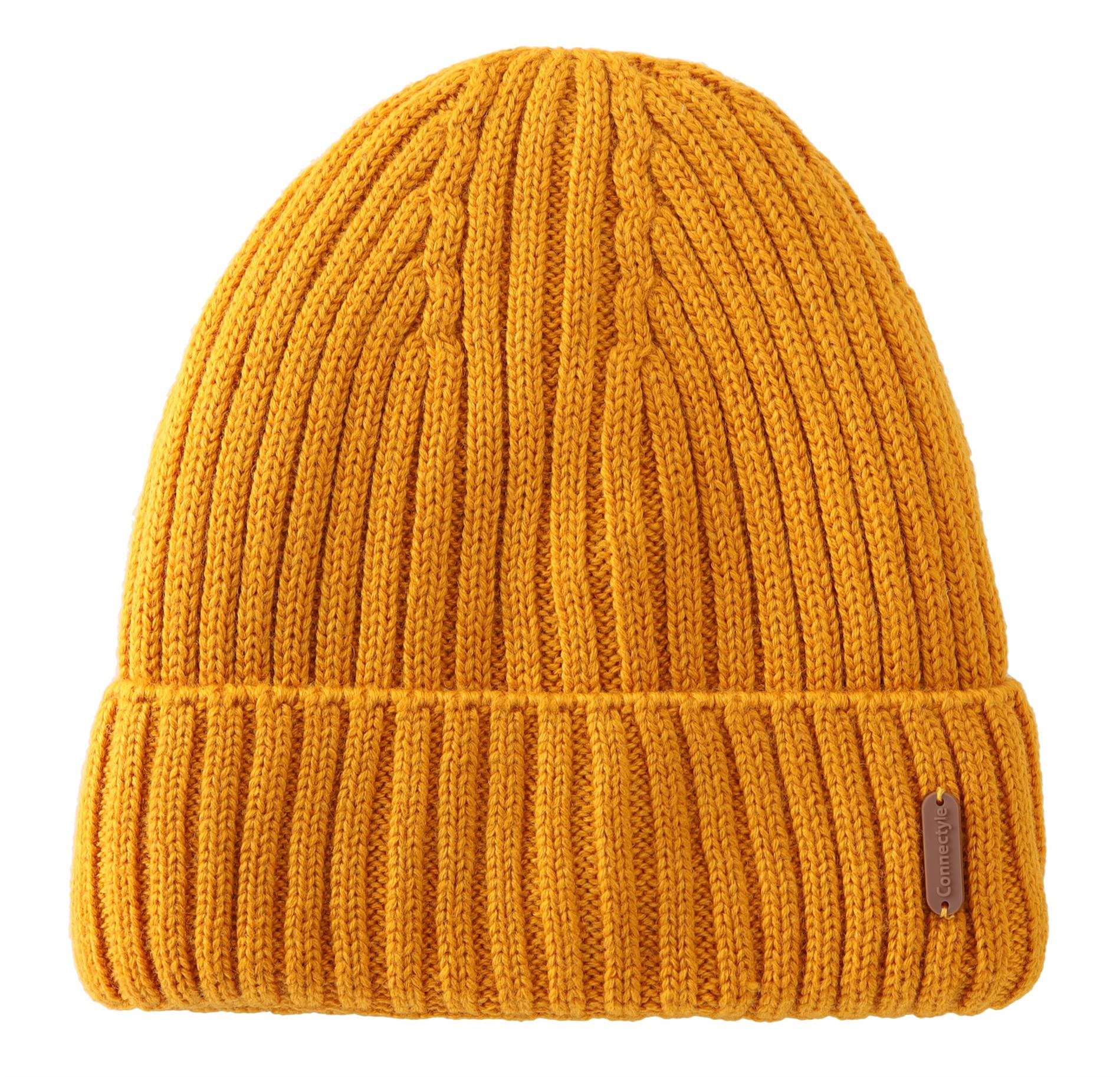 Connectyle Knit Cuffed Beanie Hat for Men Women Fleece Lined Warm Knitted Winter Hats Mustard Yellow