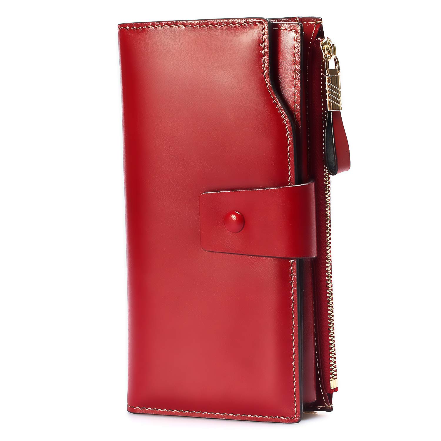 women clutch wallet genuine leather checkbook(red)