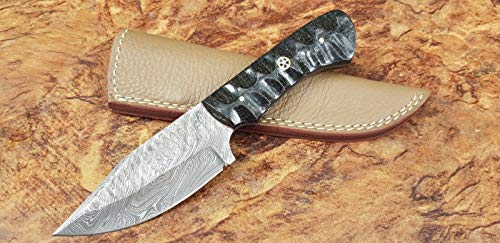 CarePro Hand Forged Damascus Steel Knife Black Micarta Handle Custom Made Hunting Knife