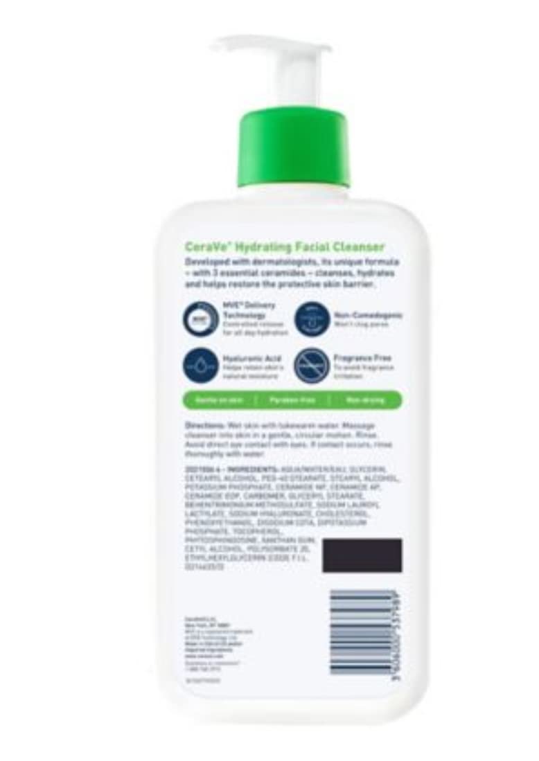 CeraVe Hydrating Facial Cleanser, 24 oz, For Normal to Dry Skin