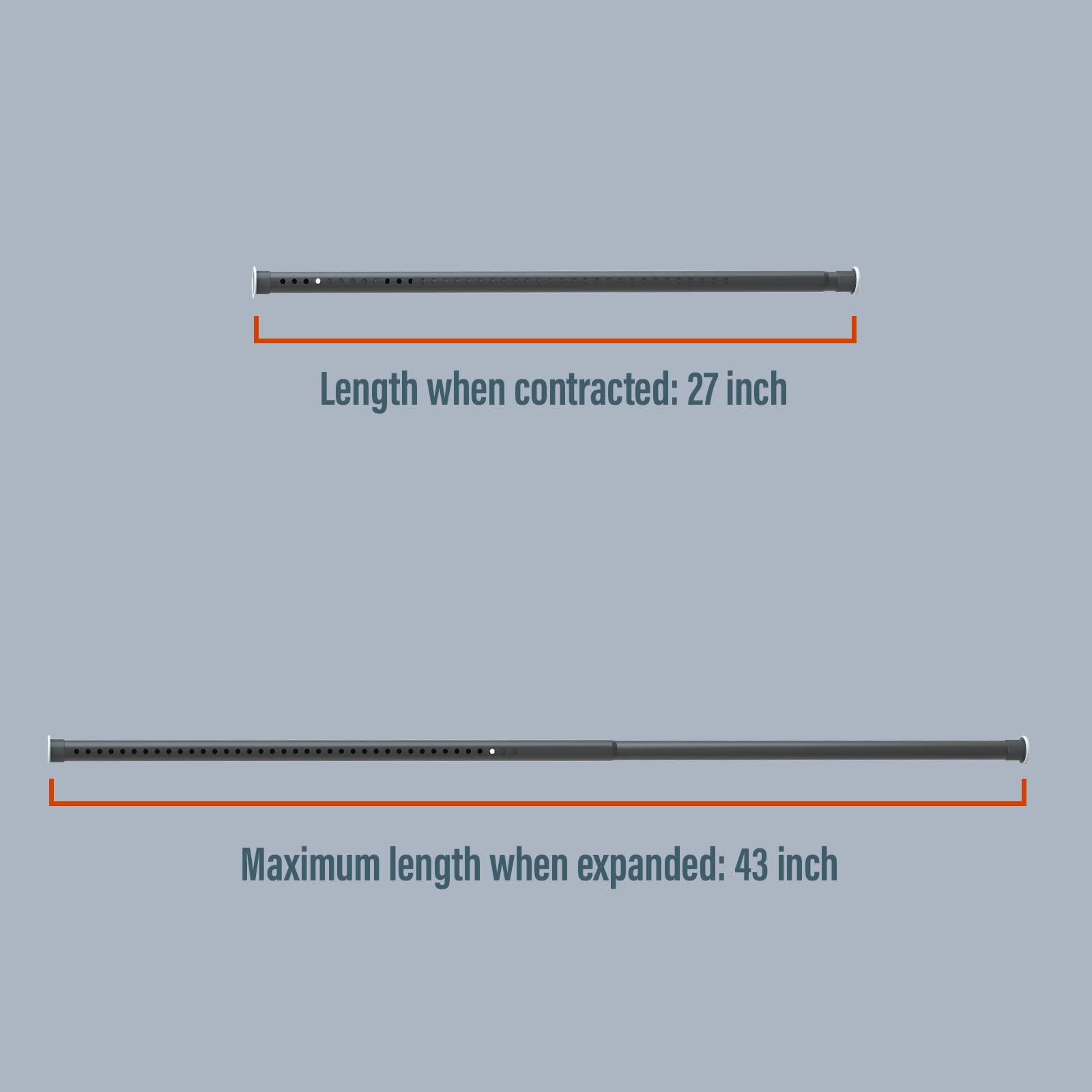CONQULITY Sliding Glass Door Security Bar, Adjustable Sliding Door Security Bar - Extends from 27 inch to 43 inch (Black)