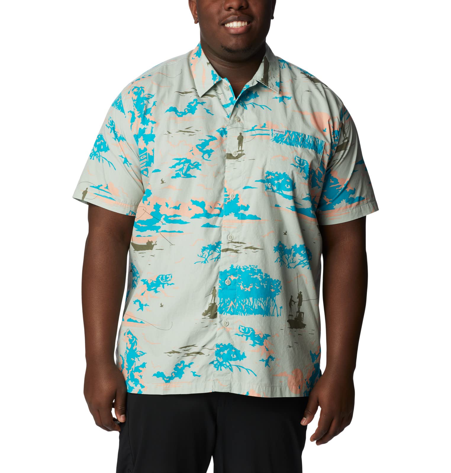 Columbia Men's Trollers Best Short Sleeve Shirt, Cool Green Casting Kings, XX-Large