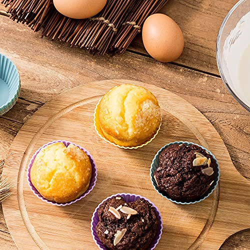 Cupcake Liners - Reusable Silicone Cupcake Baking Cups - Non-Stick Baking Muffins Mold - Use As Lunch Box Dividers - Set of 12 Kitchen Accessories - Great Gift Idea