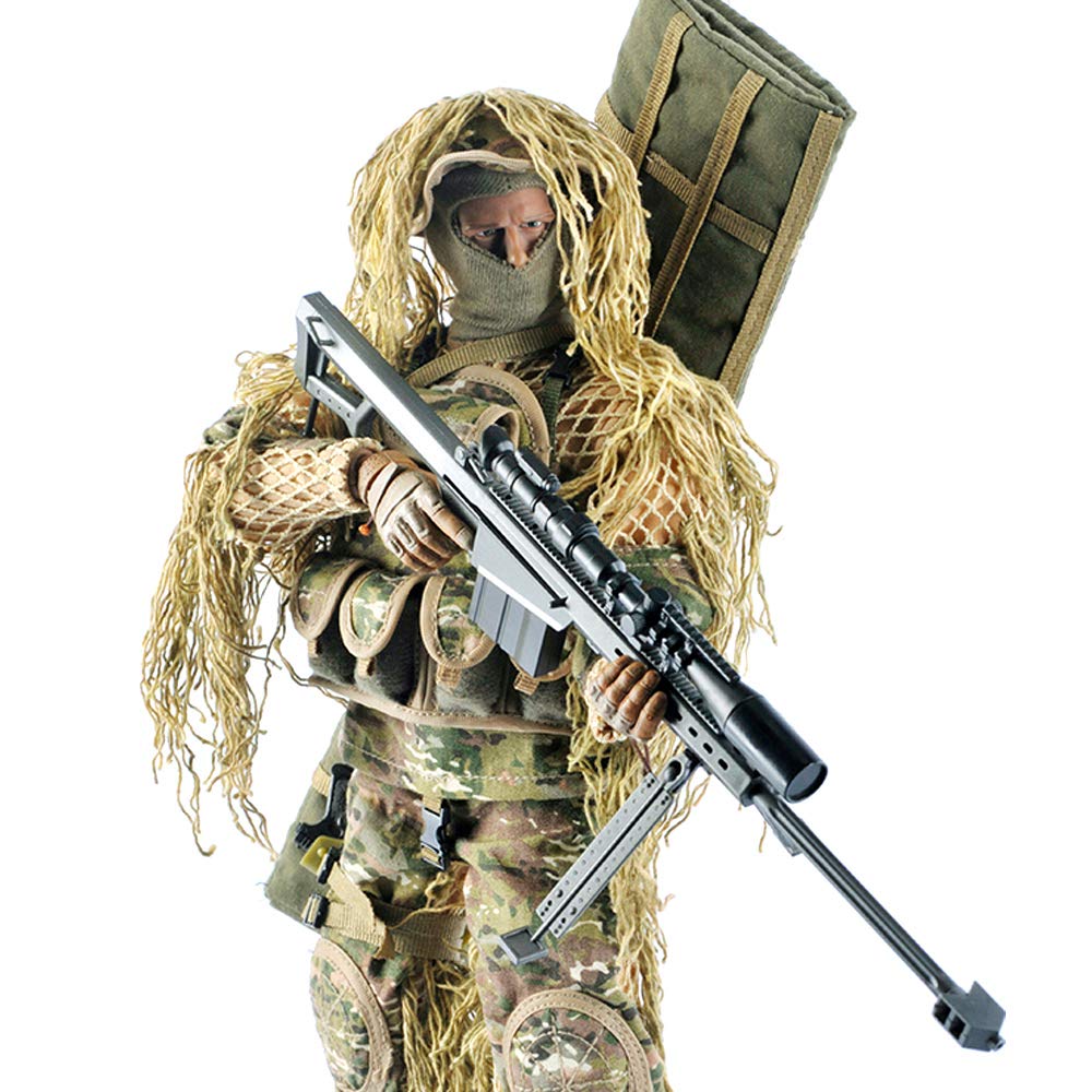 ViiKONDO 1/6 Scale Jungle Sniper Action Figure Toy Army Men 12inch Soldier Figurine Model Full Set Collection Weapon Accessories Military Fan Gift