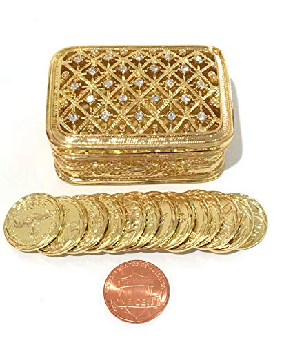 Rectangular Rhinestone Gold Wedding Arras Box & Unity Coins Arras de boda