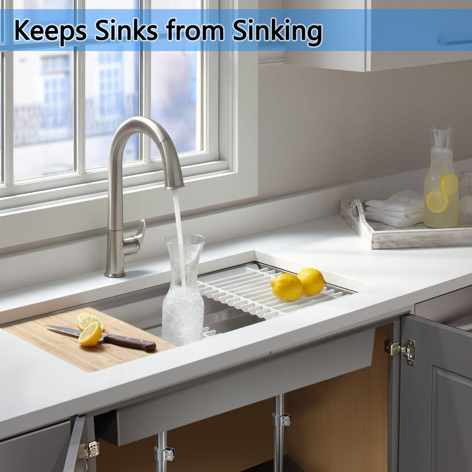 Eapele Undermount Sink Brackets, Adjustable Stainless Steel Undermount Sink Support , Heavy Duty Repair System Kit for Kitchen or Bathroom(16.8"-29.5")