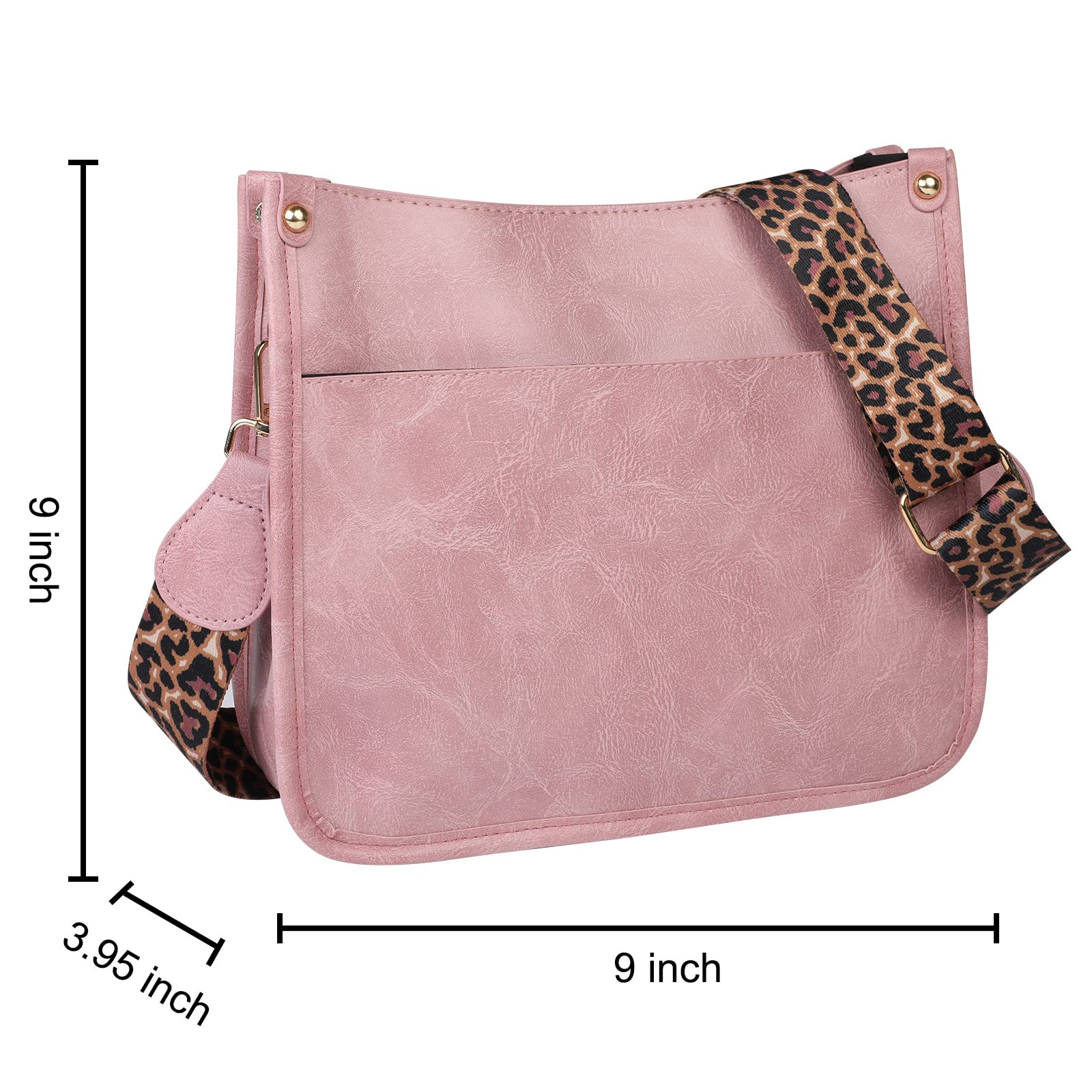 Tom Clovers Crossbody Bags for Women Vegan Leather Handbag Wallet Purse Adjustable Leopard Shoulder Strap
