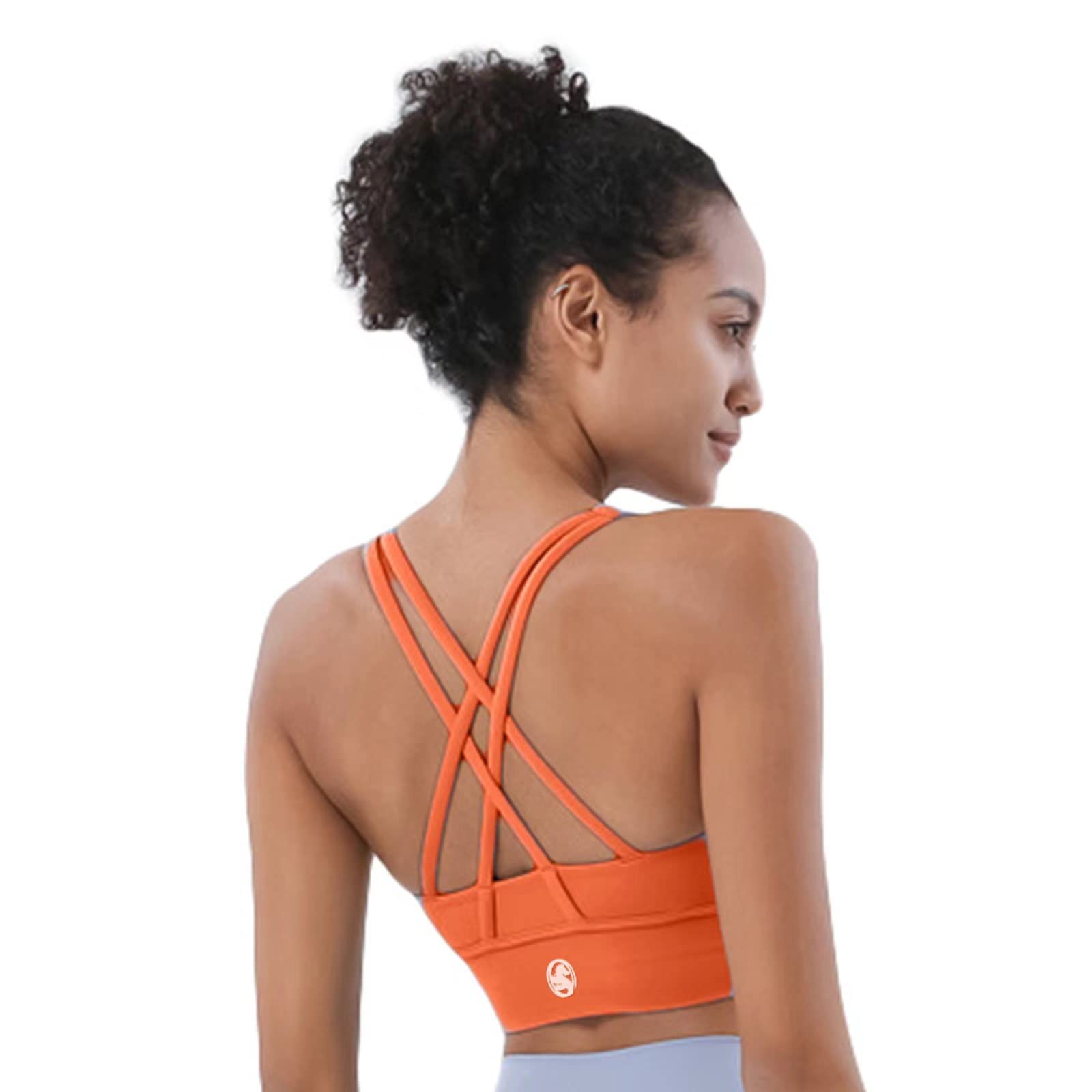 Comfort Bra for Women Padded Medium Support Workout Crop Tops for Running Yoga Gym Tank Golden