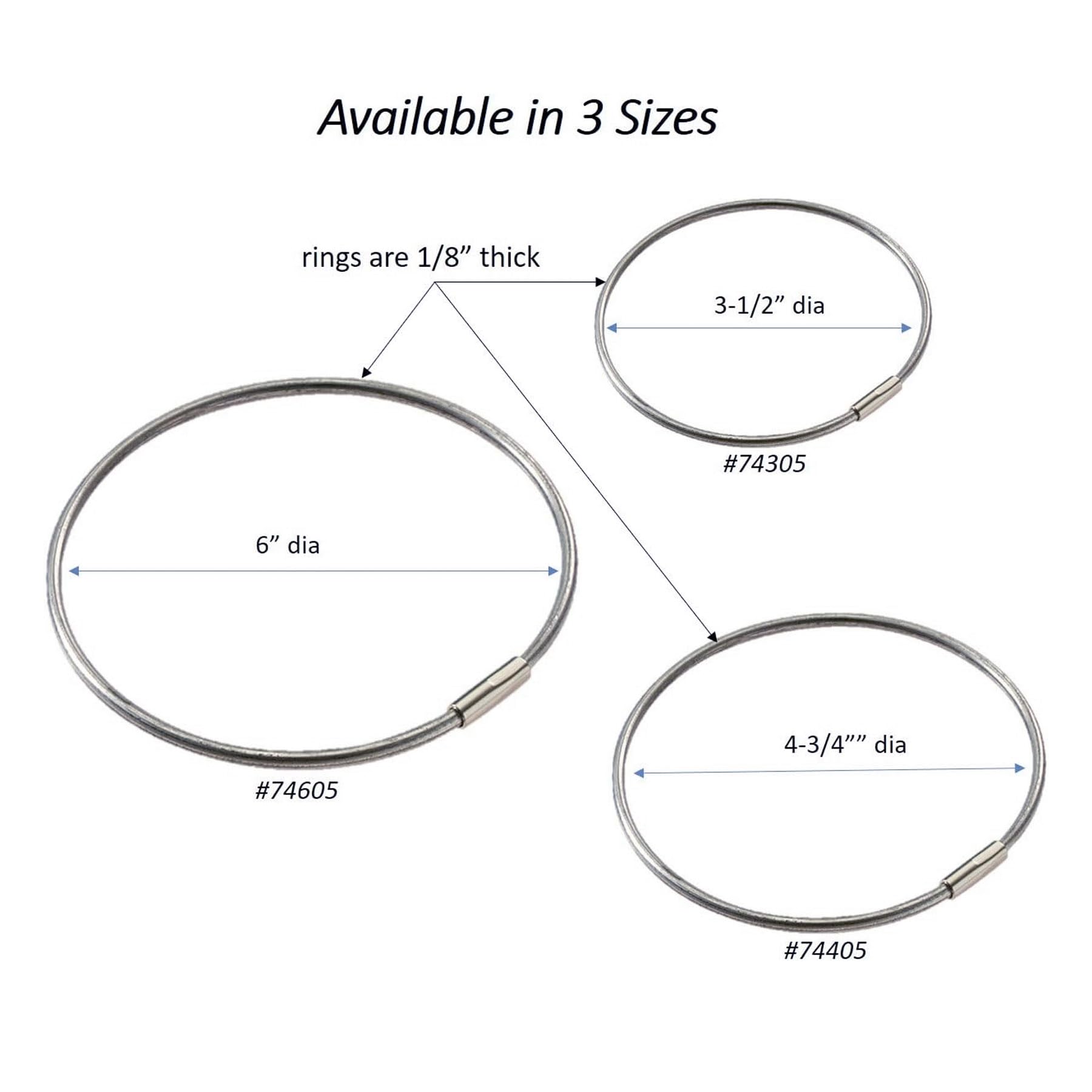 Lucky Line Pull-Apart 4-3/4" Tension Closure Steel Key Ring, 5 Pack (74405)
