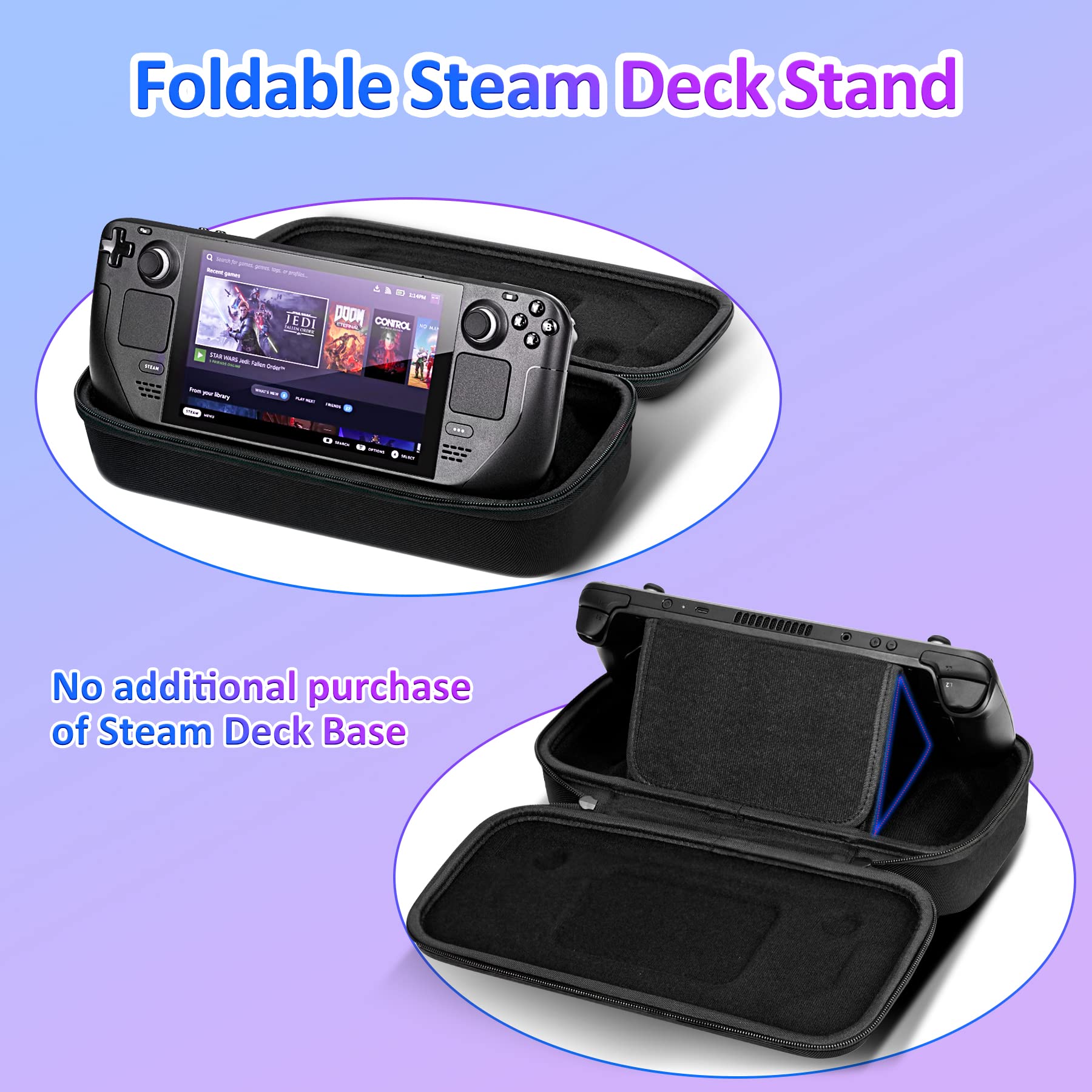EAONE Carrying Storage Case for Steam Deck, Portable Hard Shell Travel Case with 1 Silicone Protective Case, 2-Pack Screen Protector and 4 Thumb Caps for Steam Deck Console & Accessories