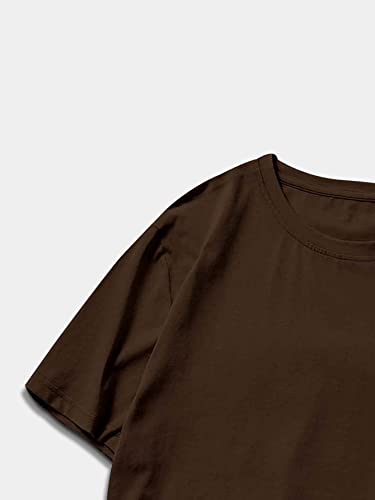 SOLY HUX Men's Letter Graphic Tees Casual Printed Short Sleeve T Shirts Crew Neck Summer Oversize Shirts Tops for Guys Chocolate Brown M