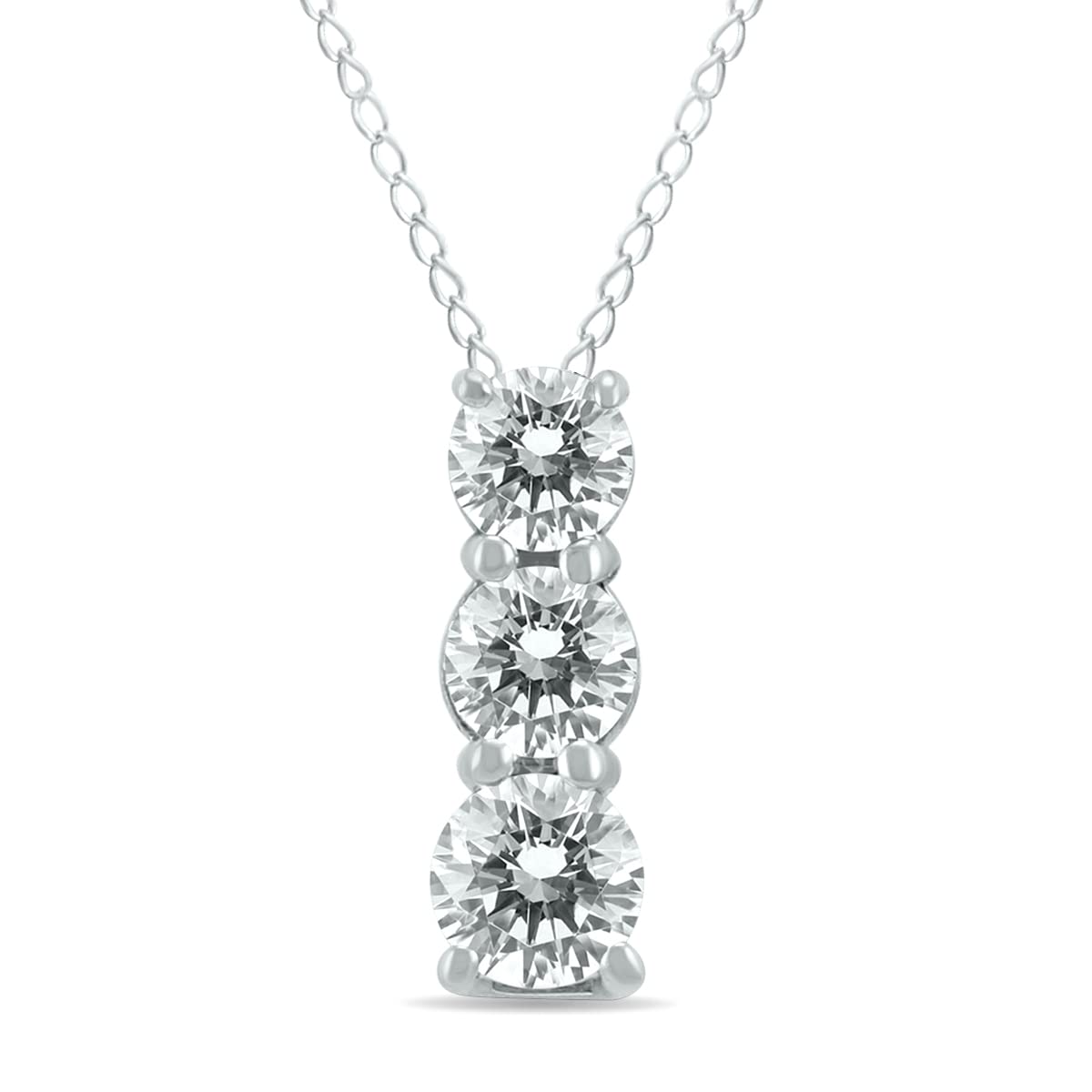 Certified 1/2 Carat TW Three Stone Diamond Pendant in 14K White Gold