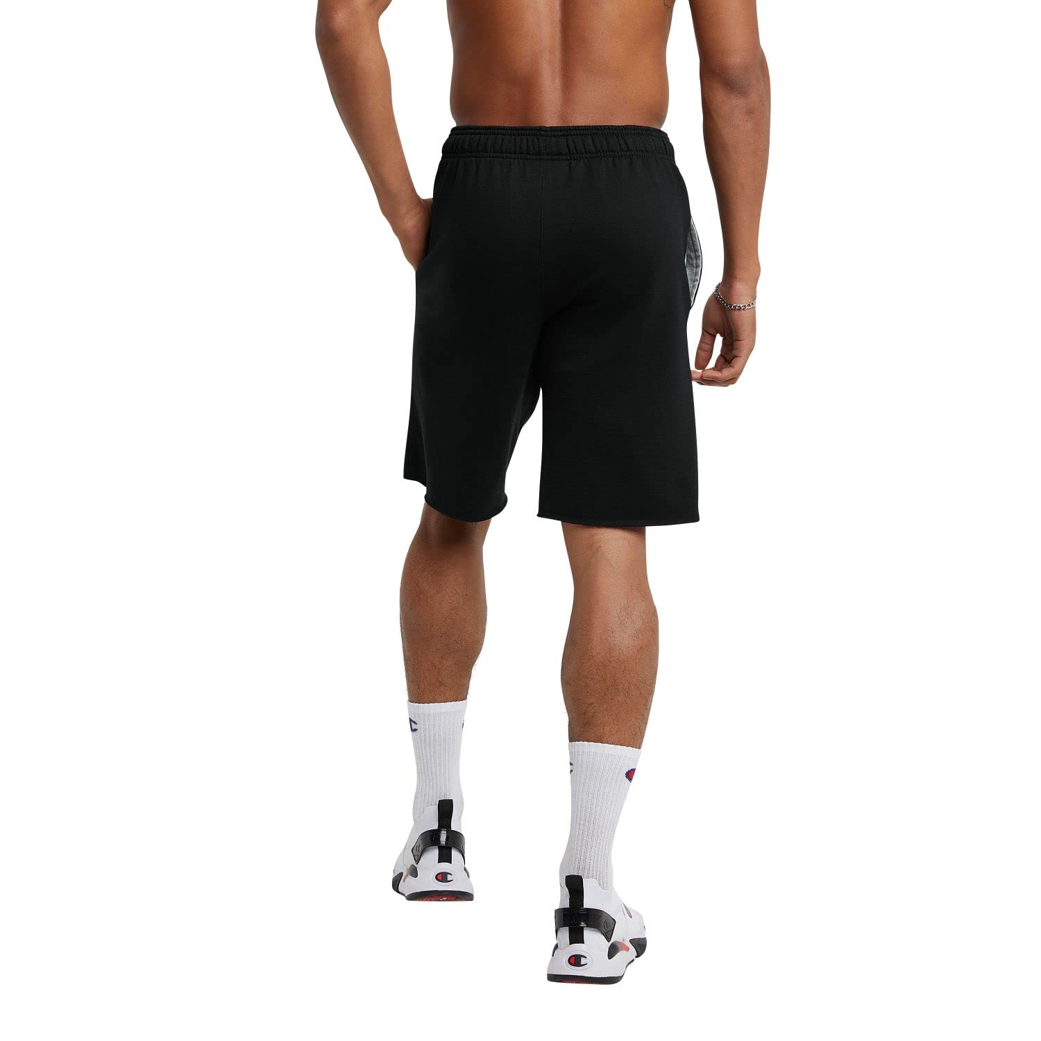 Champion mens 10" Powerblend Fleece Short, Left Sleeve C Shorts, Black-549314, X-Large US