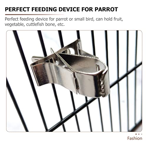 Ipetboom Bird Fruit Clips Bird Cage Food Holder Clips 4pcs Stainless Steel Parrot Fruit Vegetable Clips Bird Cage Feeder Clip for Budgie Parakeet Cockatoo Macaw Cockatiel Conure