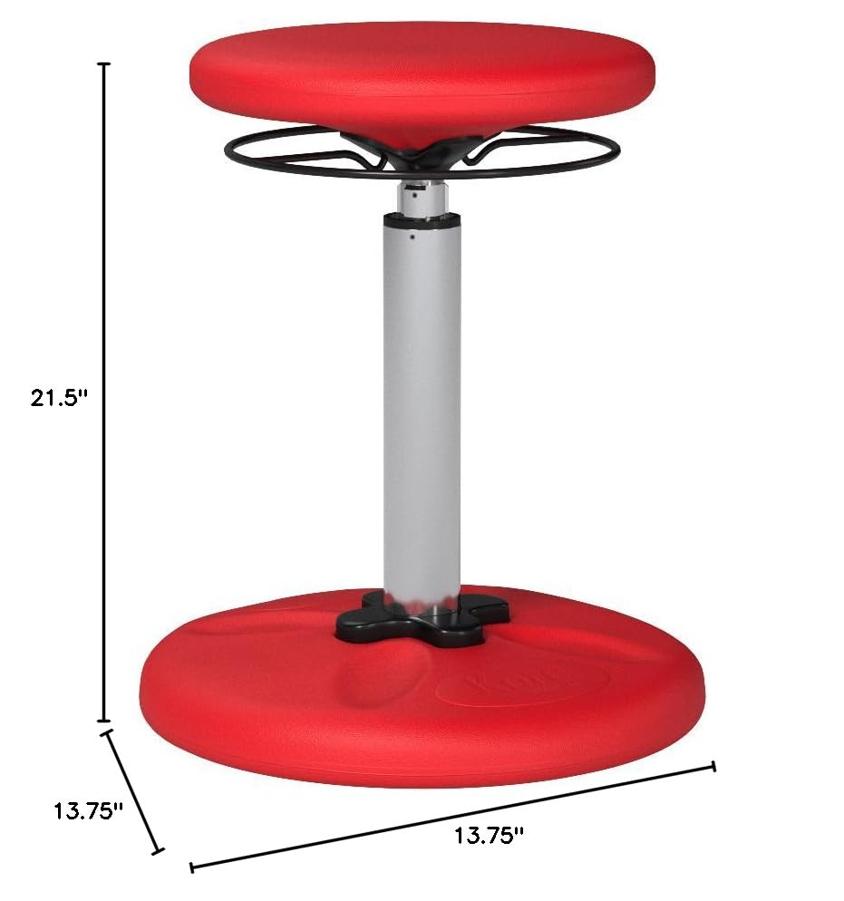 Kore Design Adjustable Height Wobble Chair, Active Sitting Stool for Children, Kids, Teens: Better Than a Balance Ball, Flexible Classroom Seating, Adjusts from 16.5 to 24 inches. Red