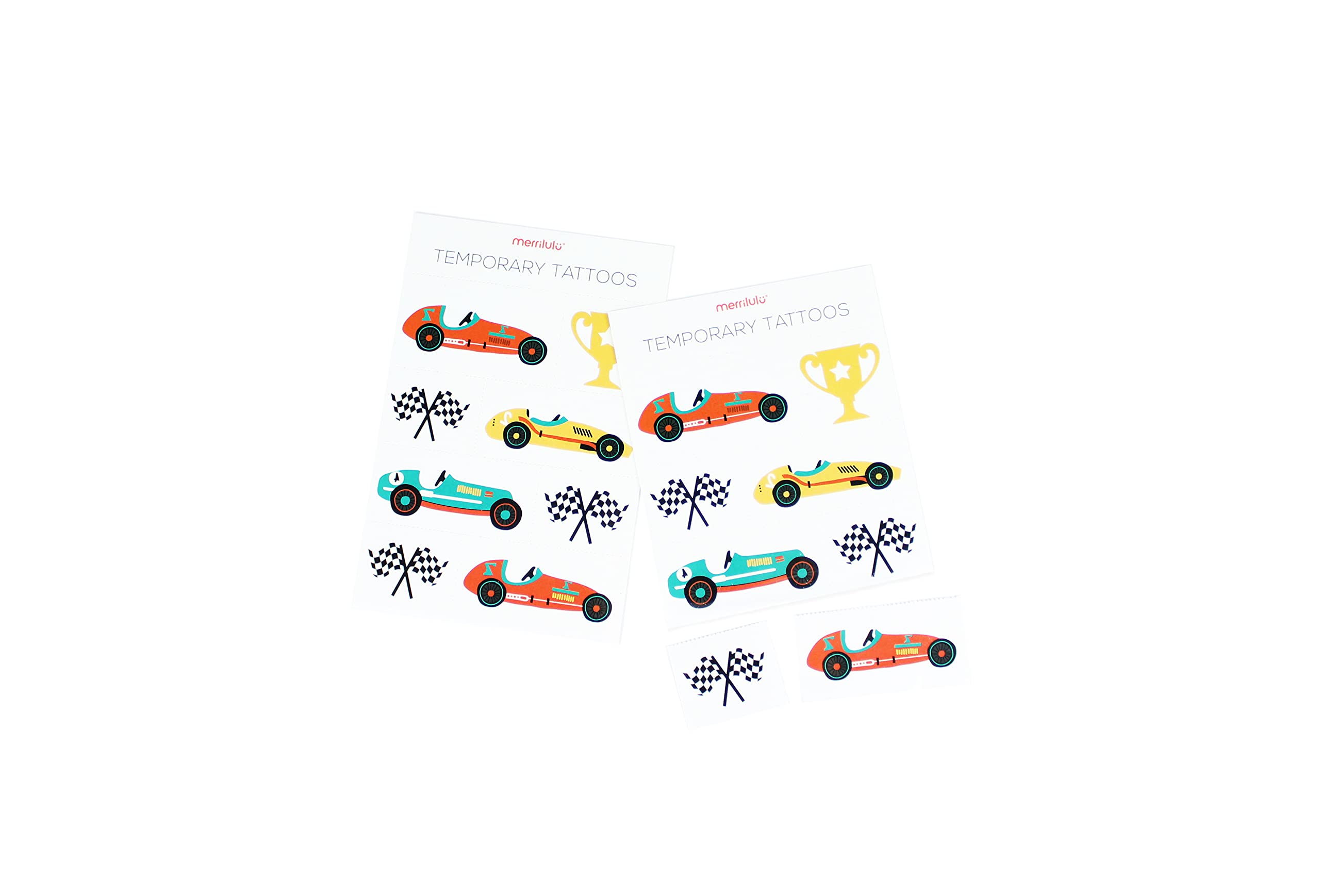 Vintage Race Car - Temporary Tattoos, 2 sheets | Race Car Temporary Tattoos for Kids | Race Themed Party Favor
