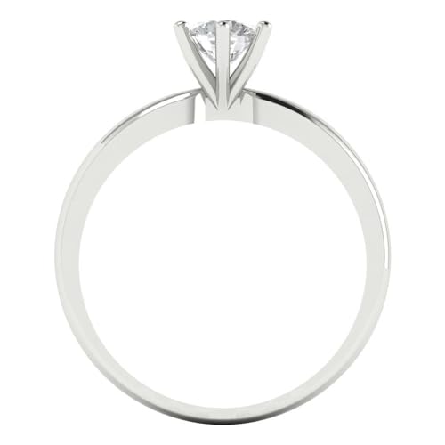 Clara Pucci 0.50 ct Round Cut Solitaire Moissanite Engagement Wedding Bridal Promise Anniversary Ring in 18K White Gold Size 11