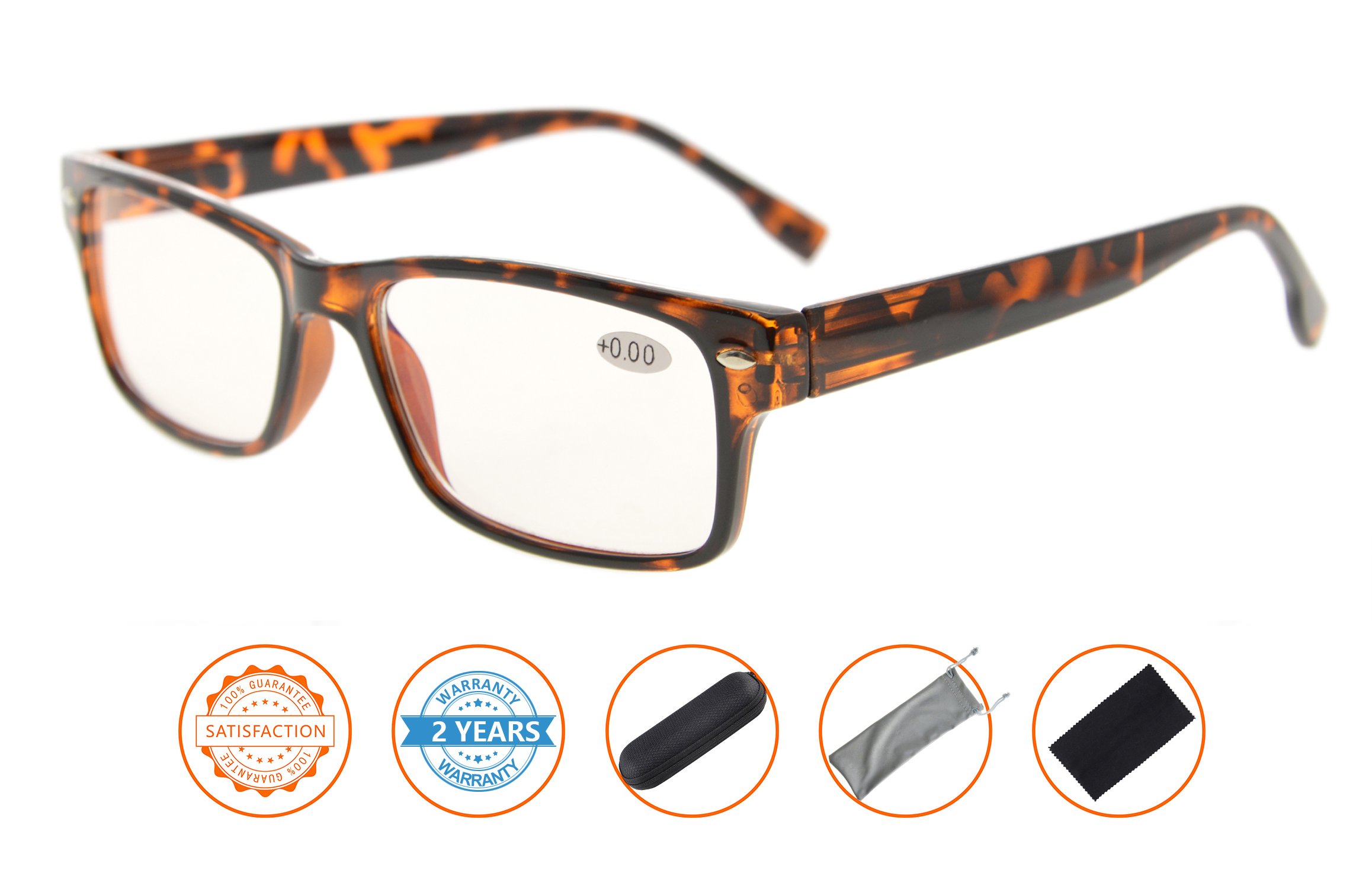CessBlu Computer Reading Glasses Anti Blue Rays Readers,UV Protection,Sleep Better Eyeglasses for Men and Women(Tortoise) +1.5