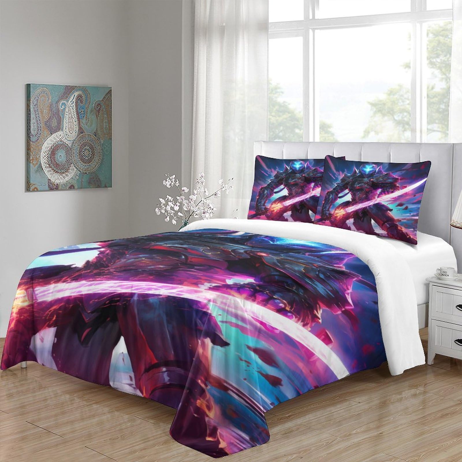 EVMILA Ninja 3D PrintedMech Warrior Duvet Cover Quilt Cover Comforter Covers Bedding Set Microfiber 3 Pieces for Childrens and Adults with Pillowcases with Zipper Closure Queen(228x228cm)