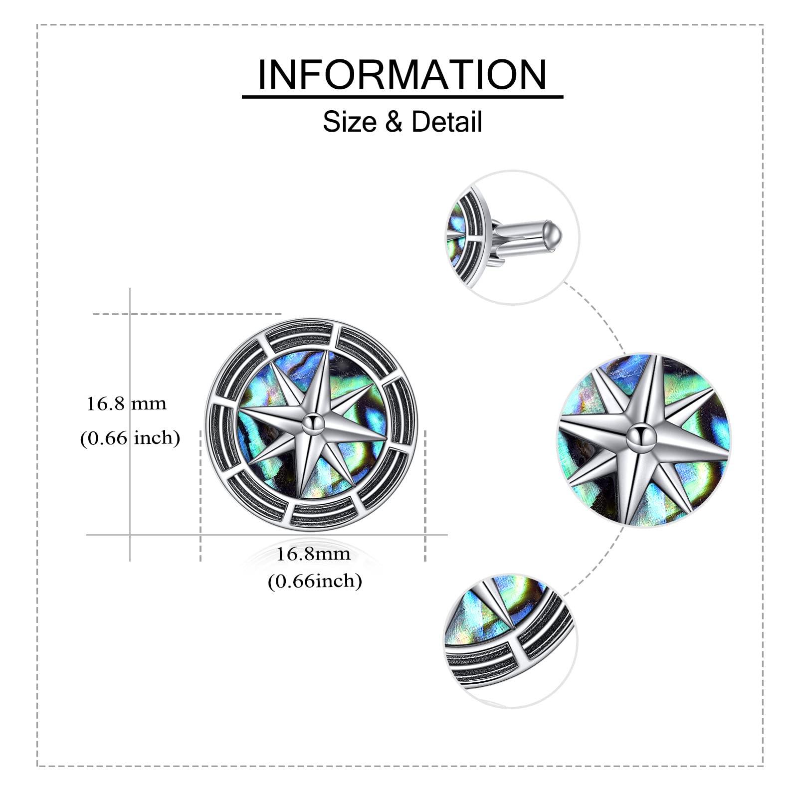 Compass Cufflinks Sterling Silver Tuxedo Shirt Cufflinks For Men Unique Cuff Links Executive Groom Father Wedding Gift