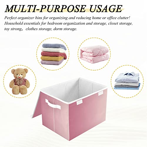innewgogo Pink Gradient Storage Bins with Lids for Organizing Organizer Containers with Handles Oxford Cloth Storage Cube Box for Clothes