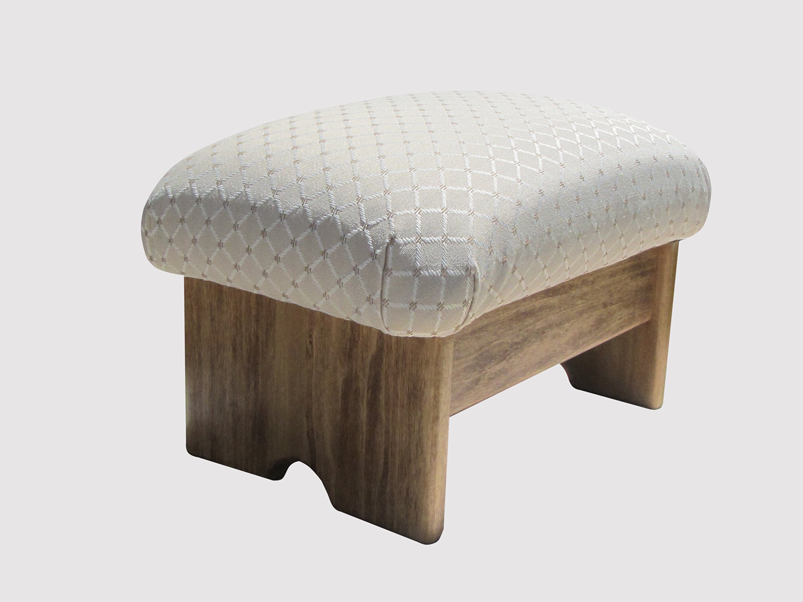 KR Ideas Padded Foot Stool 9" Luxury Fabrics (Made in The USA) (Winter Field - Maple Stain)