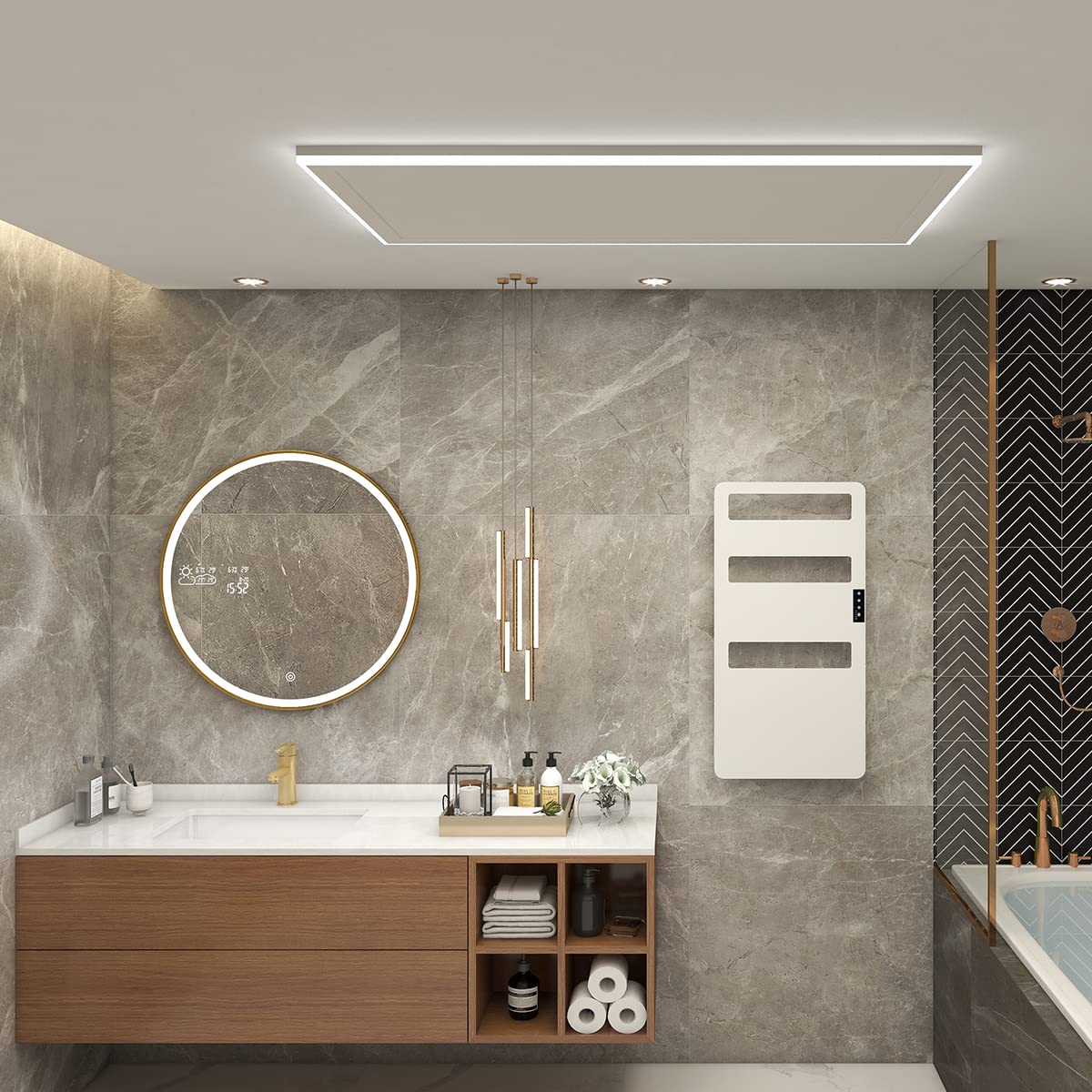 Evokor Towel Warmer with Timer for Bathroom, Heated Towel Rack Wall Mounted, Electric Towel Warmers, Bath Towel Heater, Bath Towel Dryer, Hardwired or Plug-in - 35.4 x18 inch