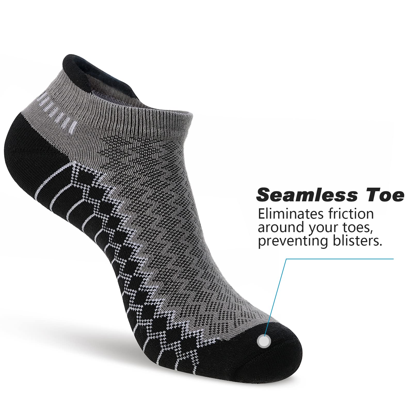 Compression Socks for Men and Women 6 Pair,No Show Socks Cushioned Breathable Low Cut Compression Running Athletic Sock with Ankle Support 001 Multi S