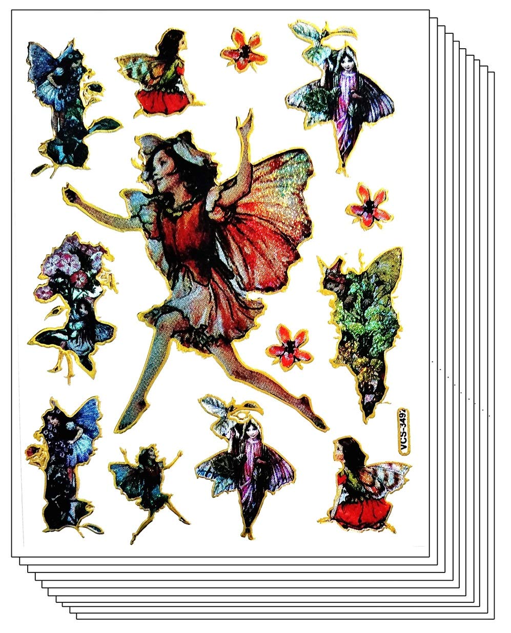 Stickers Glitter Pack 10 Sheets Cute Little Girl Fairy Heaven Cartoon Label Stickers Craft Art Scrapbooking Decorations Supplies for Teachers Students Girls and Boys (02)