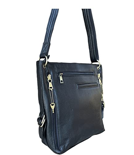 CCWBAGS Genuine Leather Satchel/Cross Body Concealed Carry Purse, Black