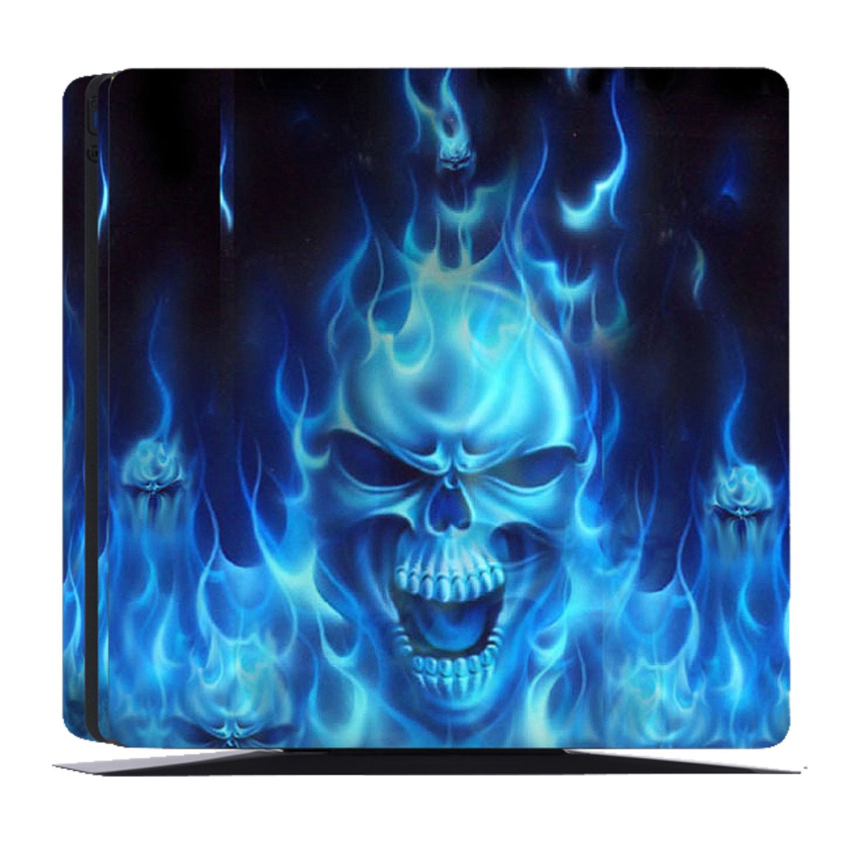 PS4 Slim Skins - Decals for PS4 Controller Playstation 4 Slim - Stickers Cover for PS4 Slim Controller Sony Playstation Four Slim Accessories with Dualshock 4 Two Controllers Skin - Blue Fire