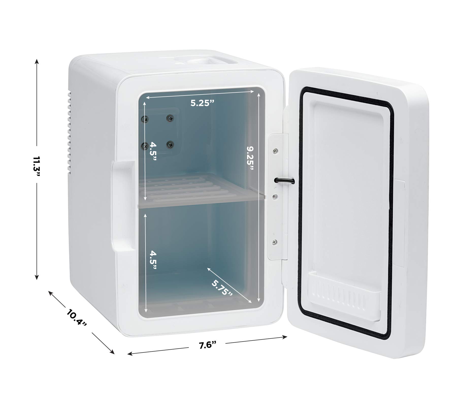 Chefman - Iceman Mirrored Beauty Fridge With LED Lighting, 6L Portable White Mini Refrigerator, Skin Care, Makeup Storage, Chill Cosmetics & Face Masks, Small For Desktop Or Travel, Cool & Heat