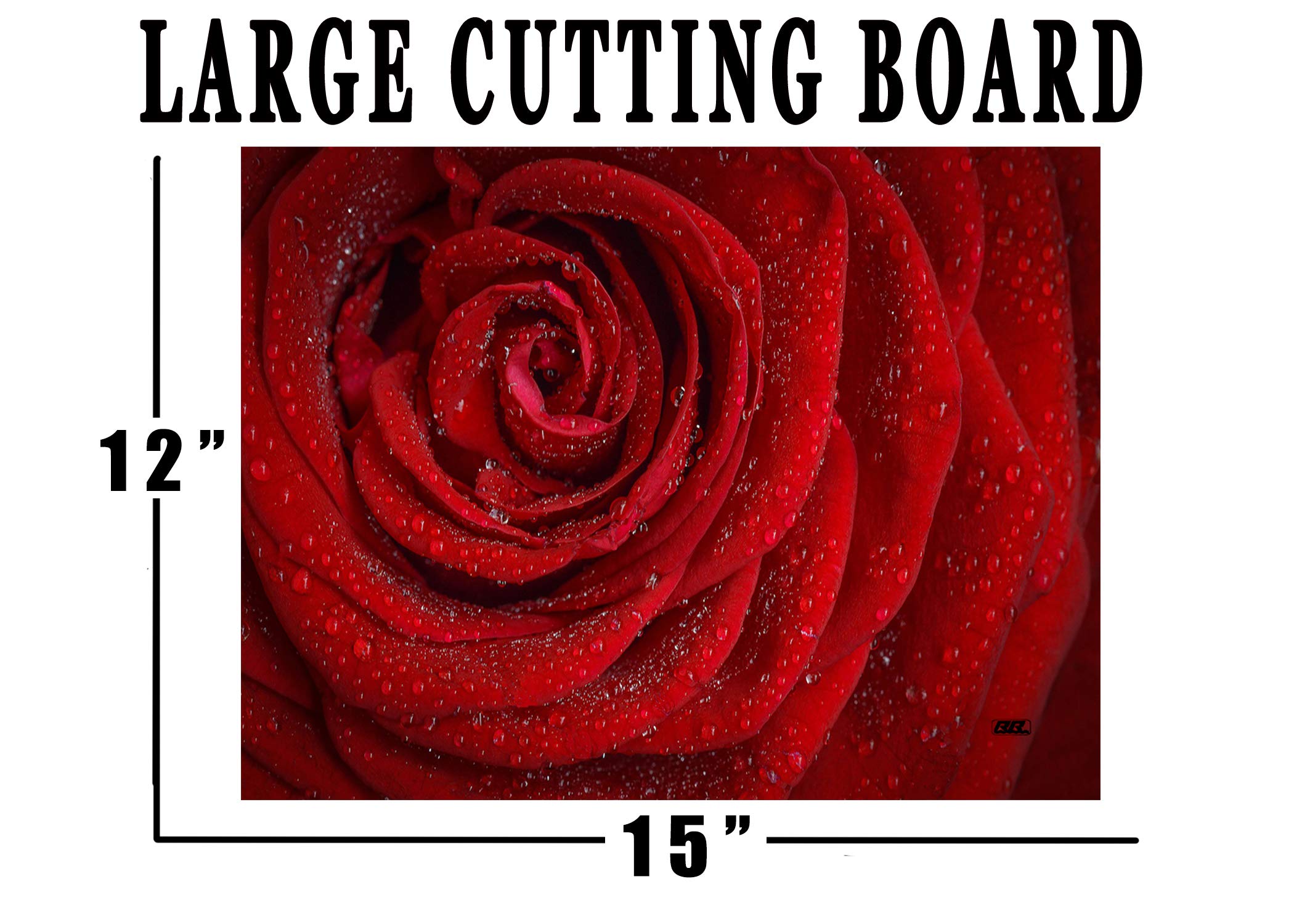 Flowers Red Rose Glass Cutting Board Decorative Gift For Mom Design