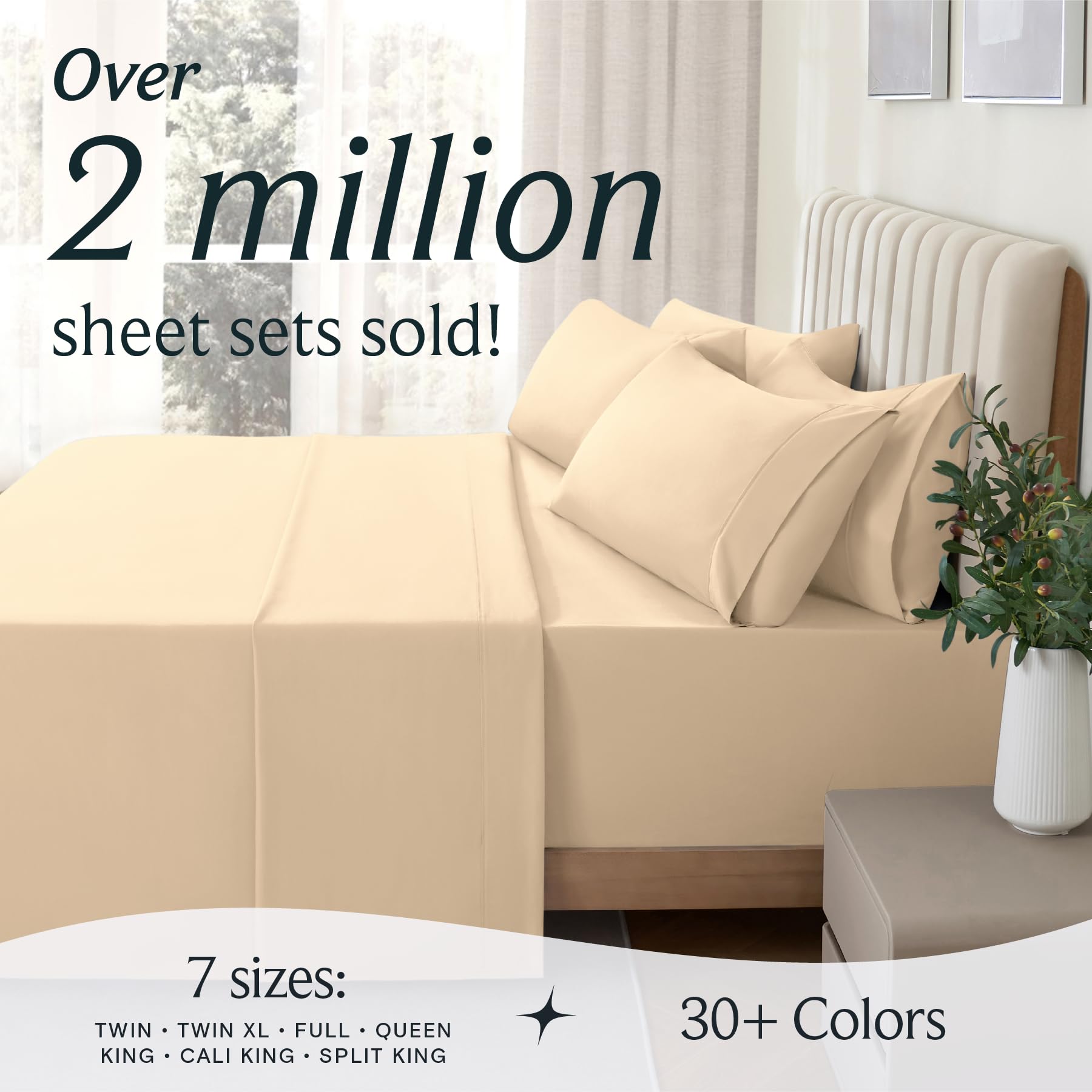 LuxClub Twin XL Sheets - Soft Twin Bed Sheets for Boys and Girls, 4 PC Deep Pockets 18" Eco Friendly Wrinkle Free Kids Fitted Sheets Machine Washable Hotel Bedding Silky Soft - Yellow Twin XL