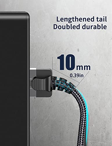 JUXINICE Ultra Thin CAT6a Ethernet Cable 1.5FT Short, Flexible and Light,Ultra Short Crystal Head is Easy to Bend Right Angle, 10Gigabit/Sec Network/High Speed Internet Cable in Nylon Black