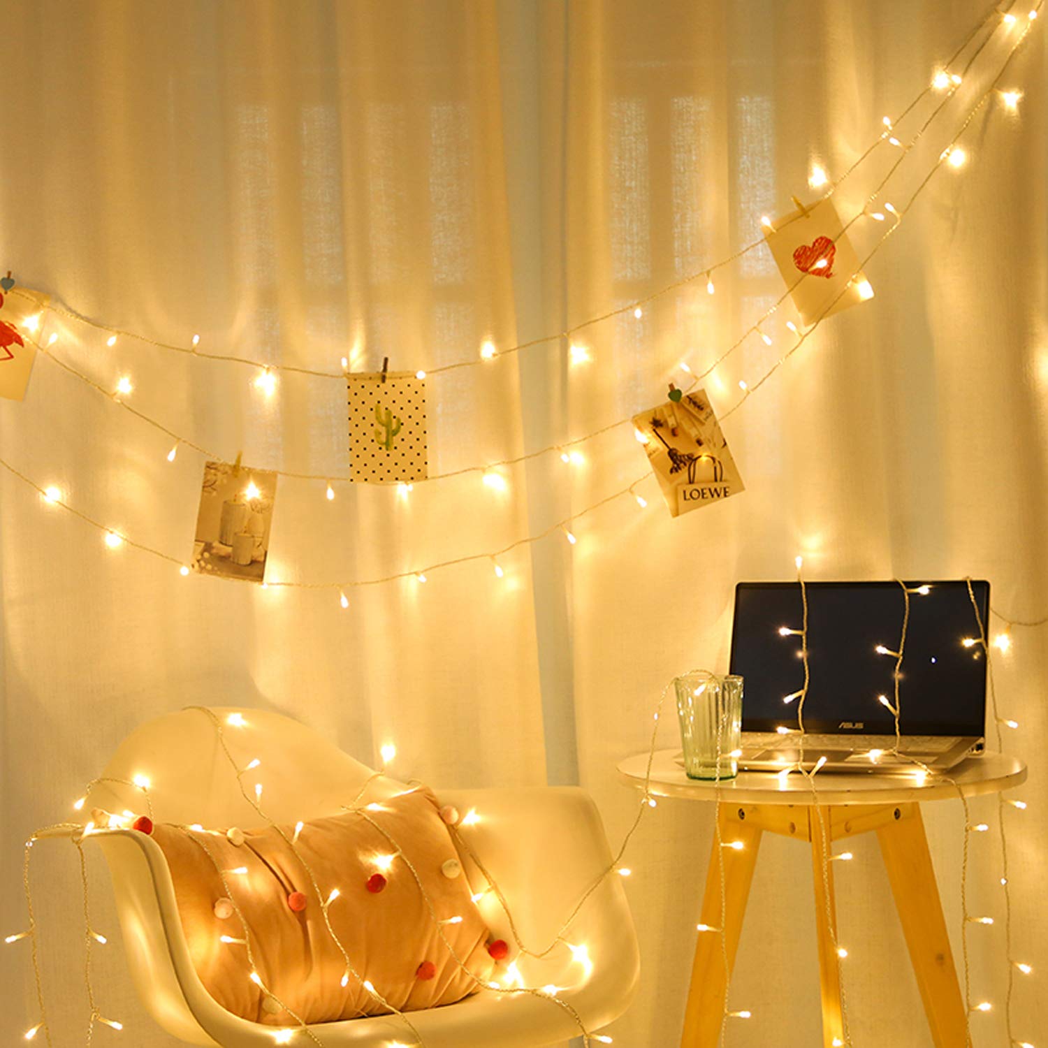 CLY 10ft 16 Pack Fairy Lights, 30 LEDs Waterproof Outdoor Copper Wire String Lights, Battery Operated (Included) Firefly Starry Lights for DIY, Christmas, Mason Jars, Wedding, Party (Warm Light)