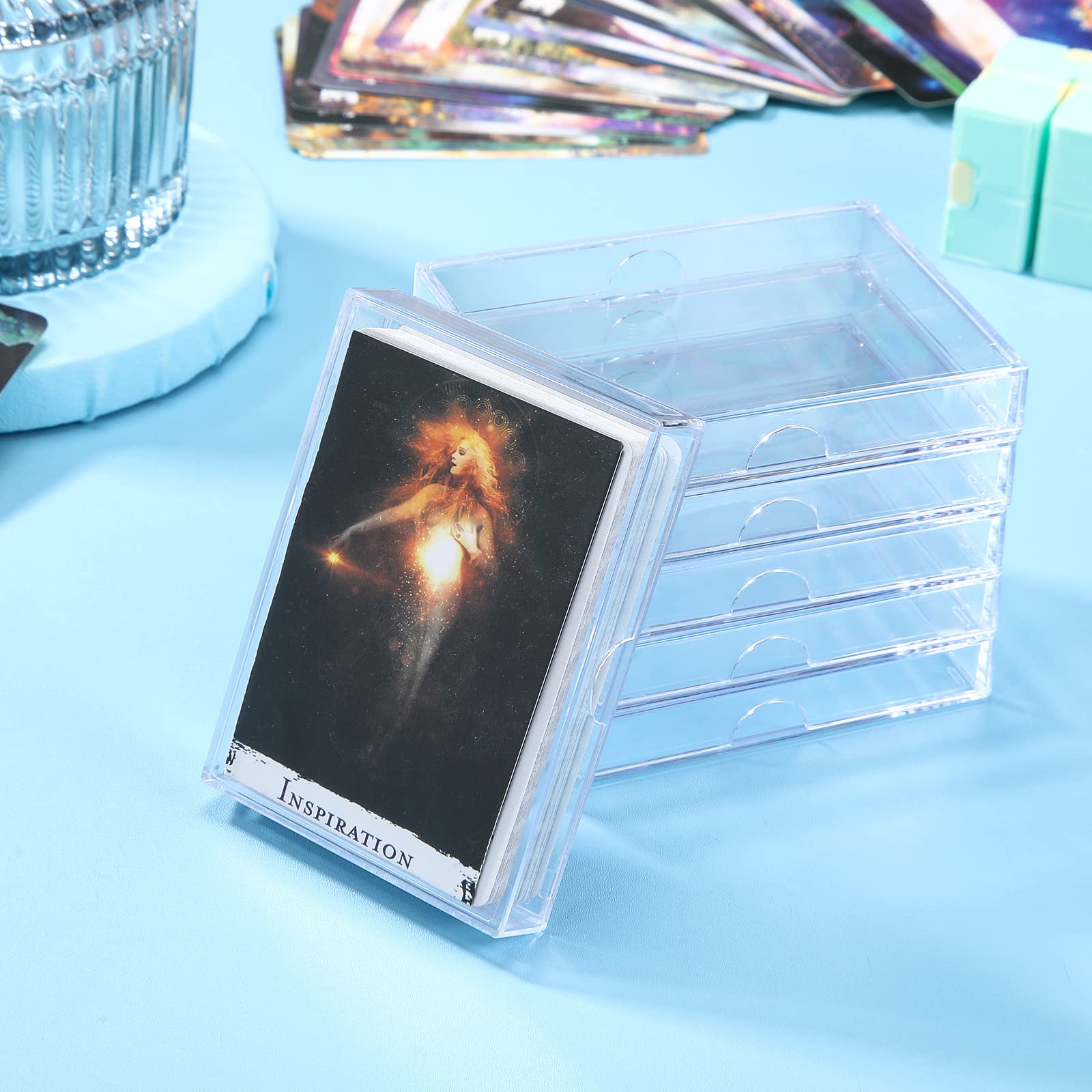 Zonon 6 Pieces Clear Deck Case, Card Organizer Compatible with MTG TCG Plastic Playing Card Case Trading Card Collection Card Box Holder for Game Cards Storage