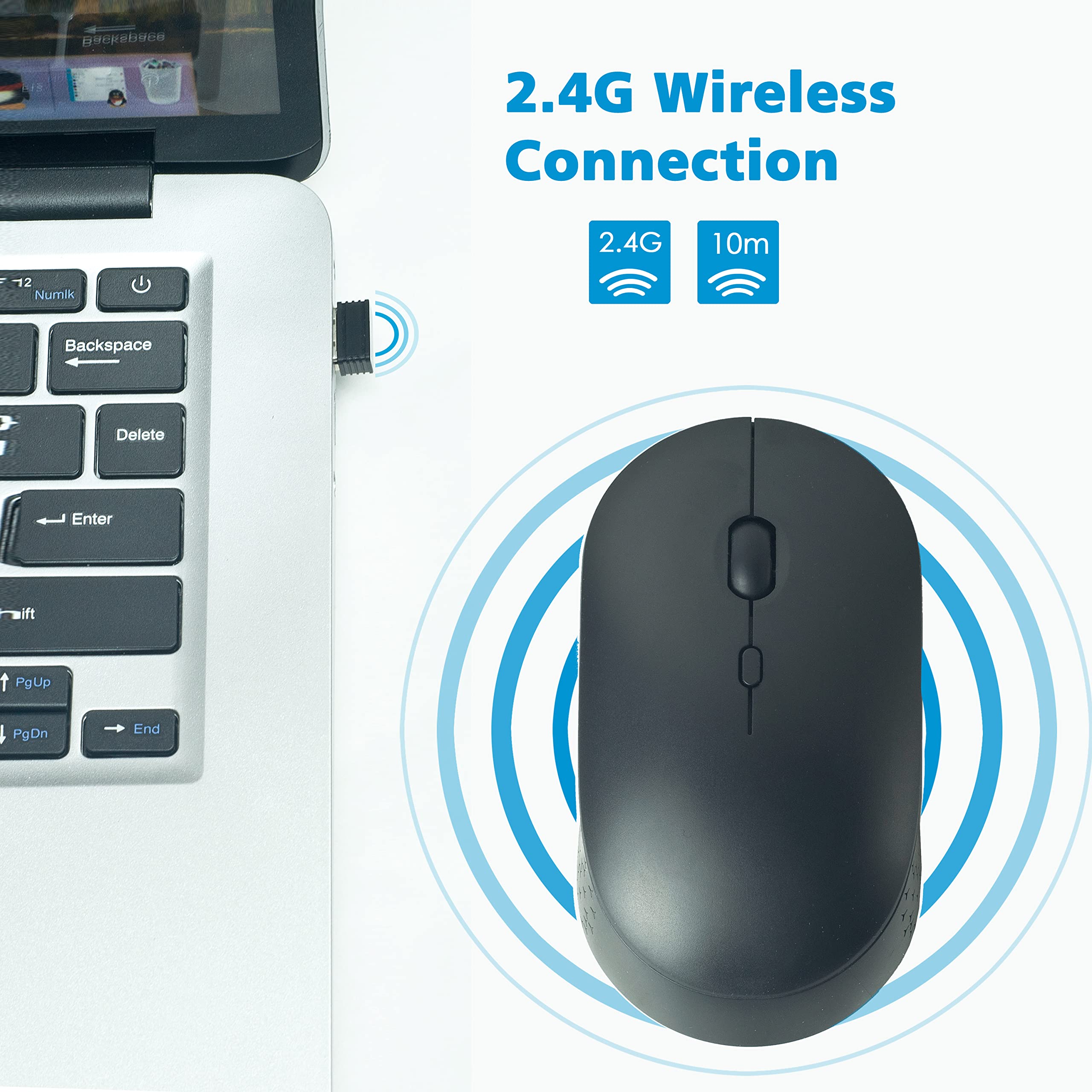 YUMQUA 12 Pack Wireless Mouse Bulk, Slim 2.4G 3 Levels DPI Optical Silent Cordless Computer Mouse for Laptop Chromebook PC Windows MacBook, Black
