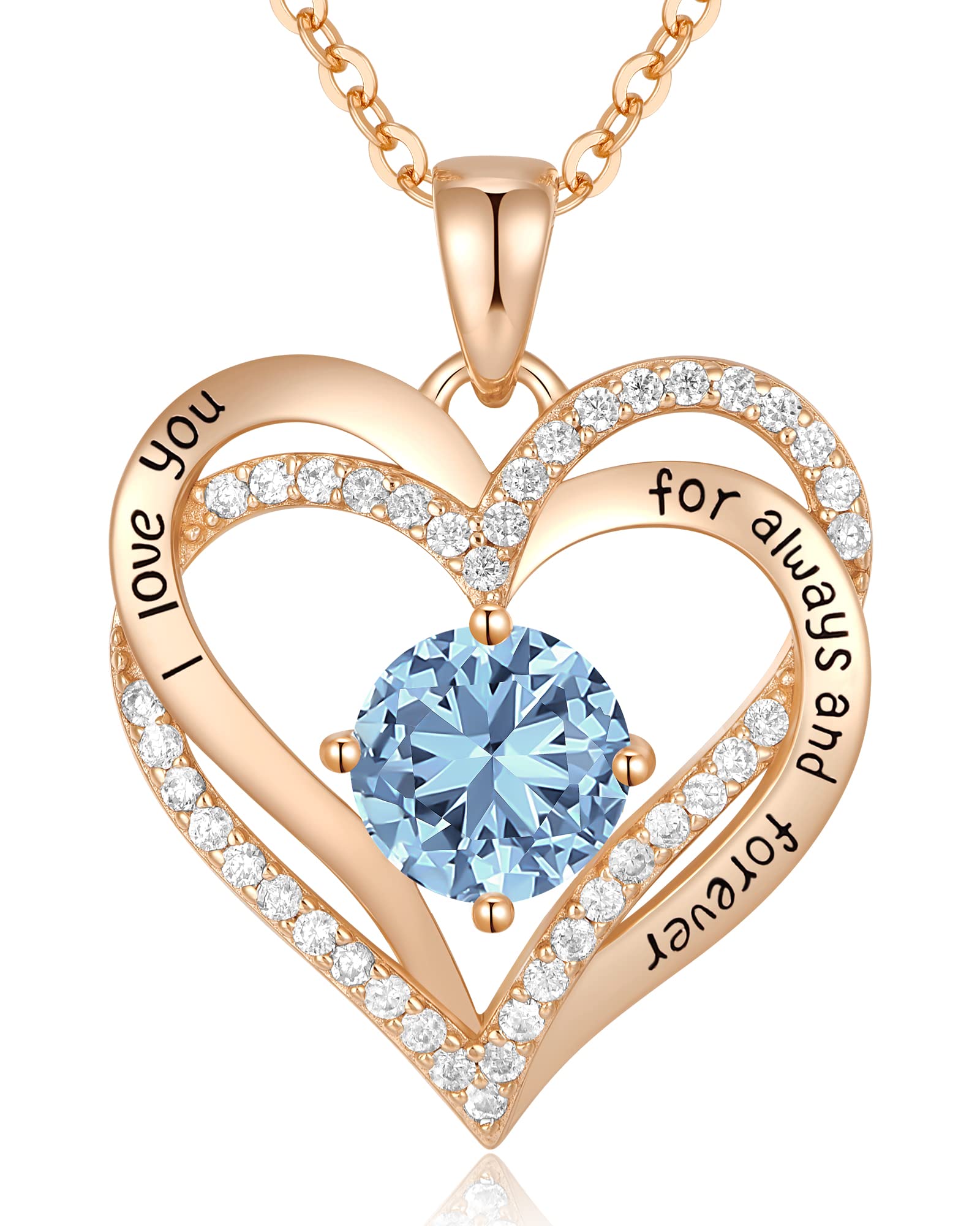 CDE Forever Love Heart Necklaces for Women, Wedding Anniversary, Birthday Gift for Wife, S925 Silver Jewelry with Birthstone Pendant, Ideal Chrismas Valentine's or Mothers Day Gifts for Her