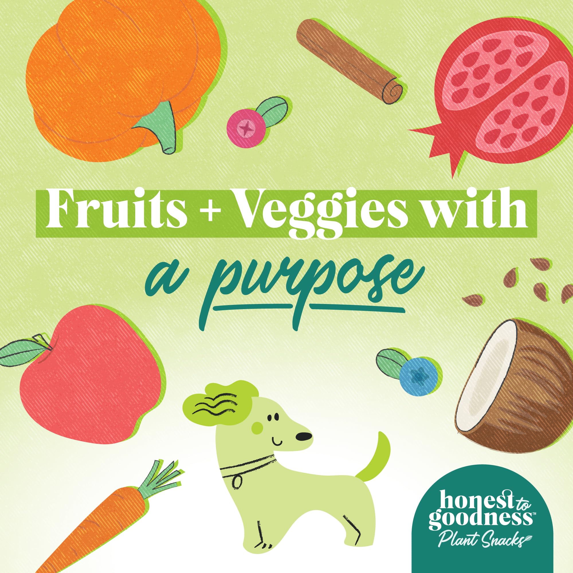 Honest to Goodness Plant Snacks Dog Treats, Enriched with Omega 3s & Postbiotics, 8oz Variety Pack, 4 Bags