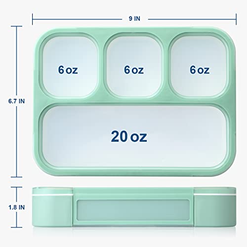 HIWARE Bento Lunch Box for Kids and Adults, Leakproof Lunch Container for Boys, Men with 4 Compartments, BPA-Free, 2 Pack
