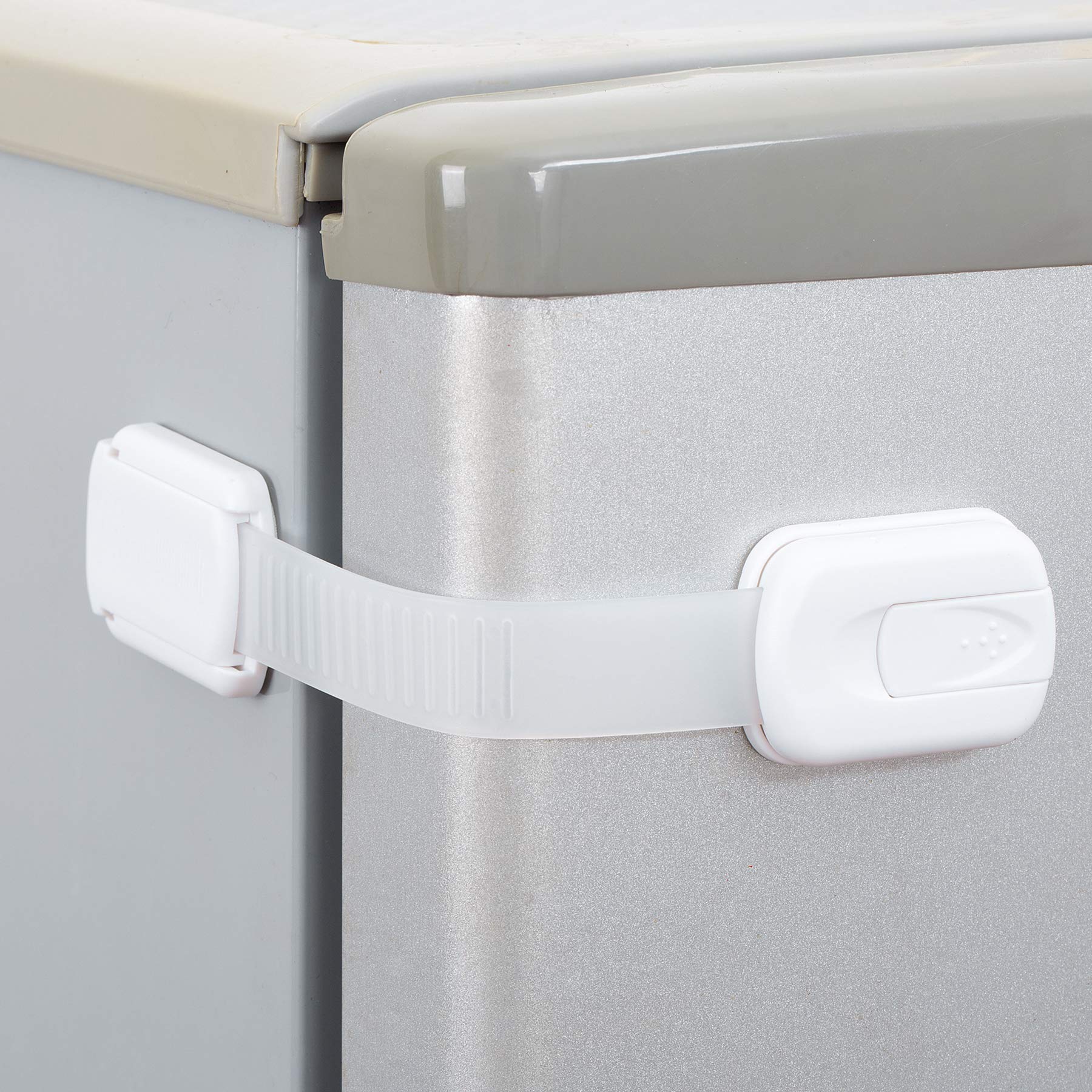 Child Safety Strap Locks (4 Pack) for Fridge, Baby Proofing Cabinet Locks, Cabinet Locks for Babies, The Safest Refrigerator Lock Strap for Home Drawer, Cabinets, Shoe Rack, Fridge