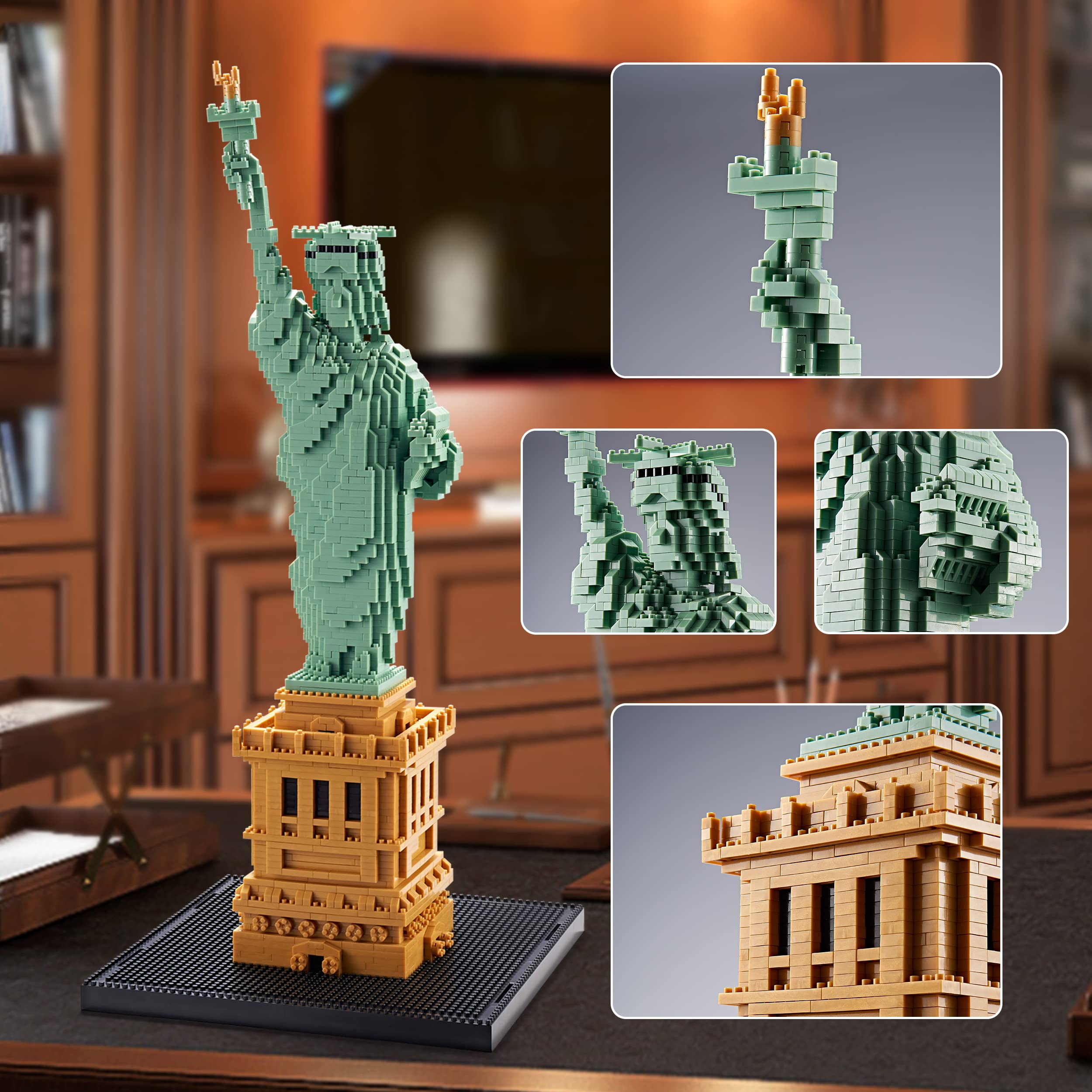 YYkxjk Statue of Liberty Architecture Micro Mini Block Building Set,(2810 Pieces) Creative Building Kit for Kids Age for 14+ and Adults