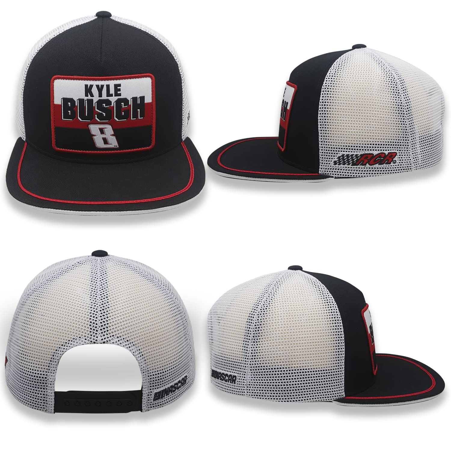 Checkered Flag Sports 2023 Kyle Busch #8 Patch Hat NASCAR Adjustable Racing Mesh Baseball Flat Brim Cap Black