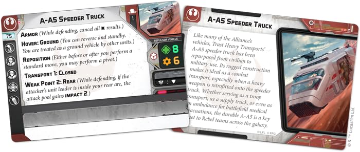 Star Wars: Legion A-A5 Speeder Truck Unit Expansion - Rugged Combat Transport! Tabletop Miniatures Strategy Game for Kids and Adults, Ages 14+, 2 Players, 3 Hour Playtime, Made by Atomic Mass Games