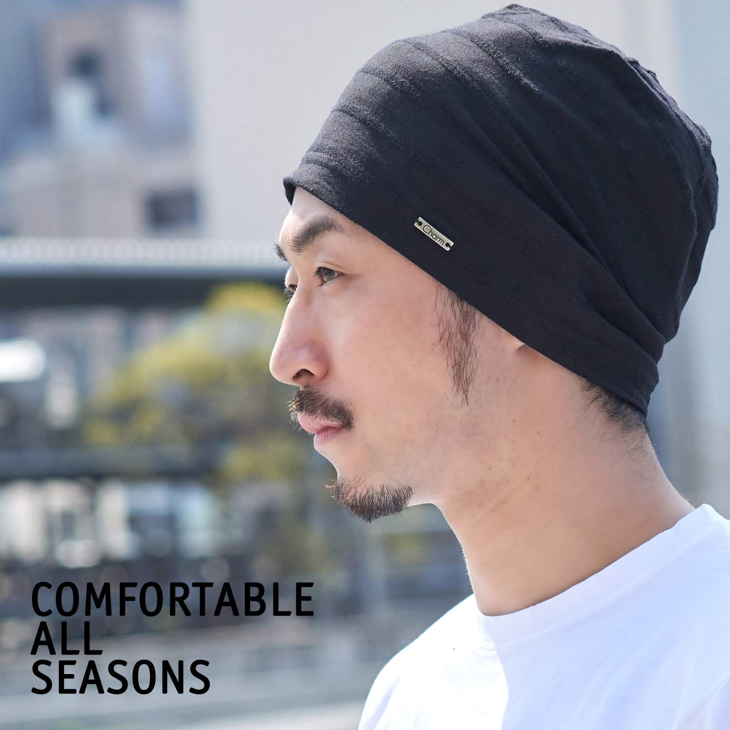 CHARM Womens Light Weight Summer Beanie - Mens Slouchy Beanie Hat Stretchy Slouch Knit Cap 100% Cotton Chemo Hat Black