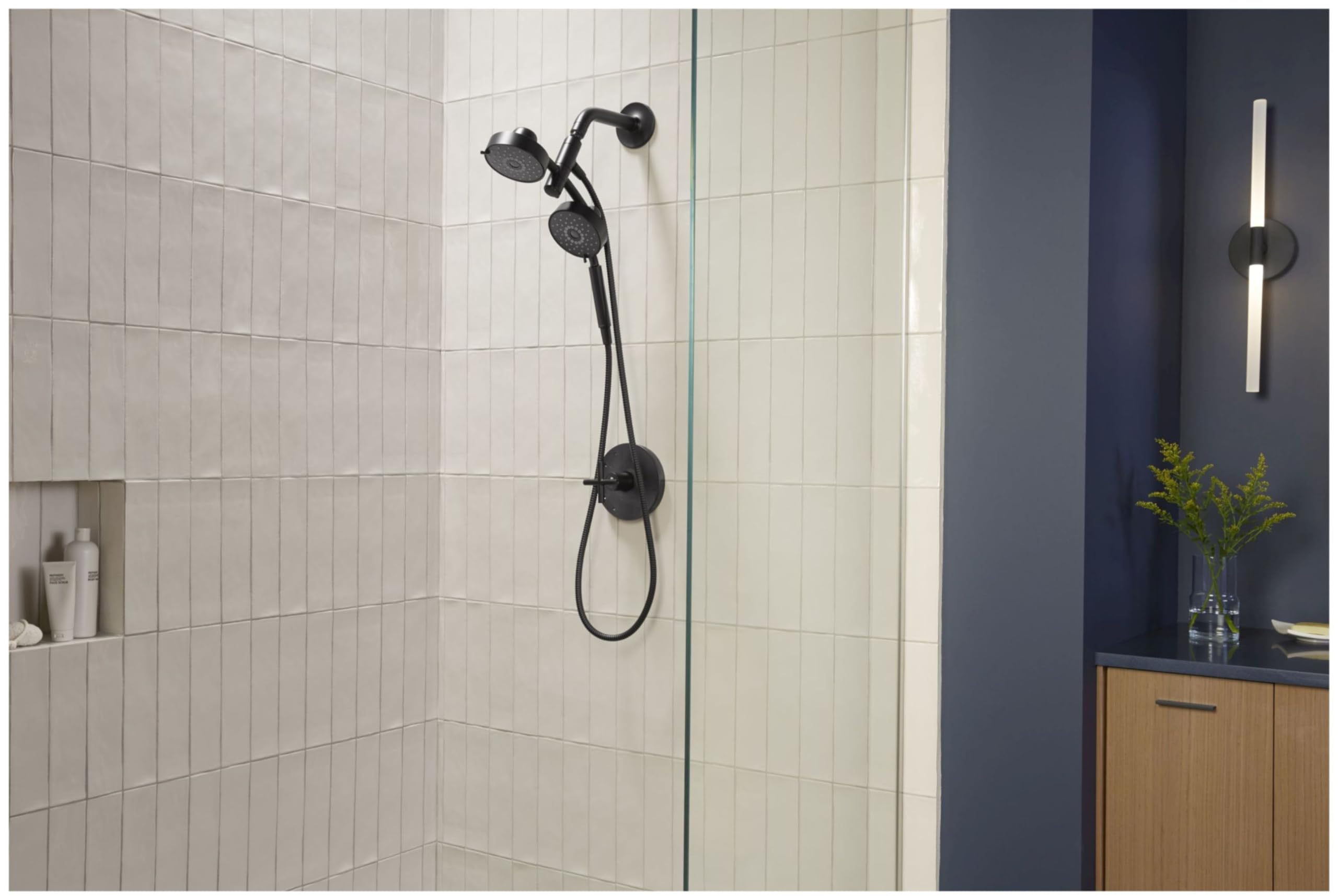 KOHLER 23219-BV Purist 2-in-1 Multi Function Shower Kit with SHOWERHEAD & HAND SHOWER, Full Coverage & Rotating Rail, Vibrant Brushed Bronze, 2.5 GPM