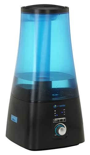 PureGuardian 2-Gallon Ultrasonic Warm and Cool Mist Humidifier with UV-C, Aromatherapy Tray, 100 Hours. Run Time, Covers 380 Sq. Ft., Quiet, Filter Free, Blue/Black, H5450BCA